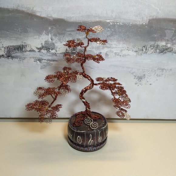 Hand Crafted | Art | Copper Silver Bonsai Wire Tree Tree Of Life Joshua ...